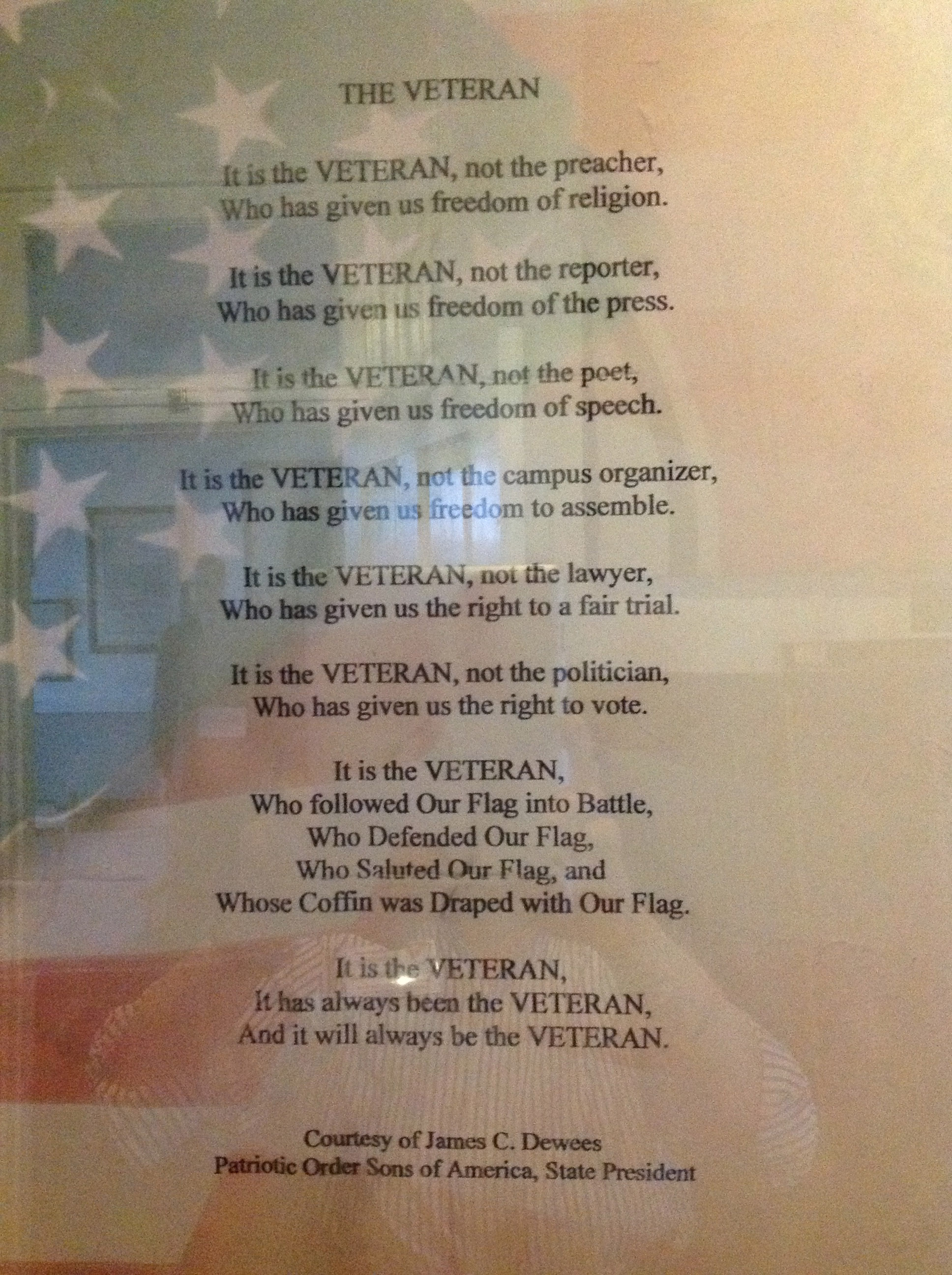 It Is The Veteran Poem